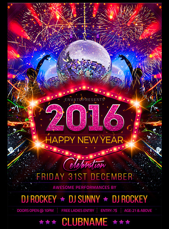 29 New Year Flyer Templates PSD EPS Indesign Word
