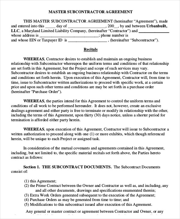 Painting Subcontractor Agreement Template PDF Template