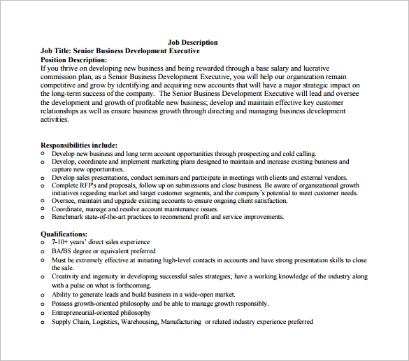 10 Business Development Job Description Templates Free Sample Example Format Download 