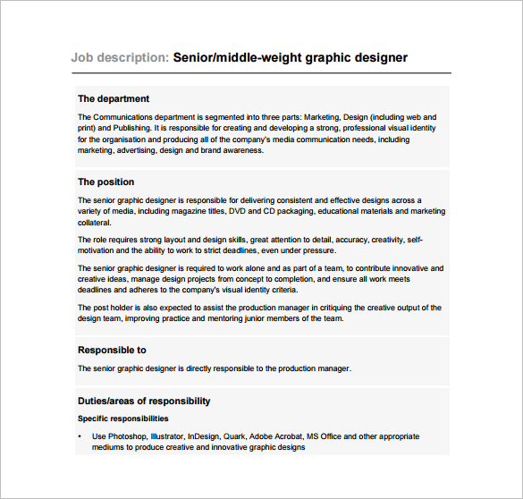10 Graphic Designer Job Description Templates Free Sample Example Format Download 