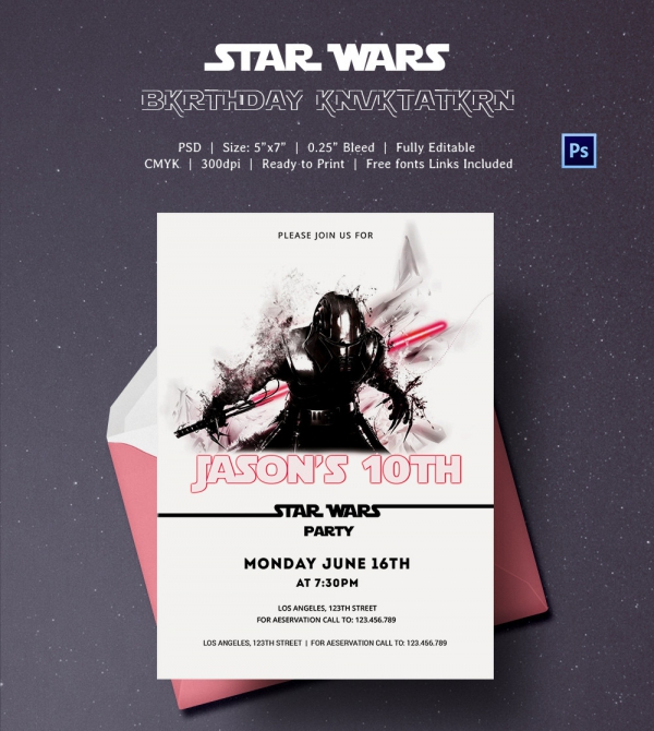 23+ Star Wars Birthday Invitation Templates – Free Sample, Example ...