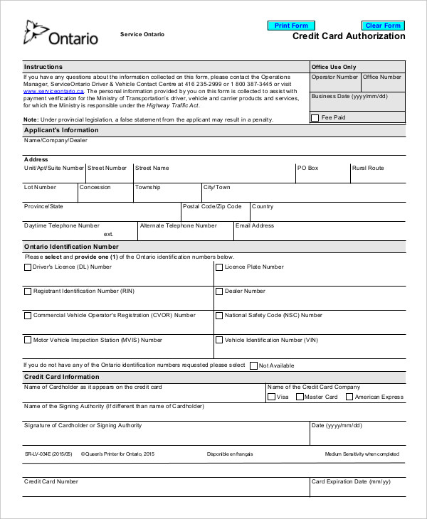 Credit Card Authorization Form Template - 10+ Free Sample, Example, Format