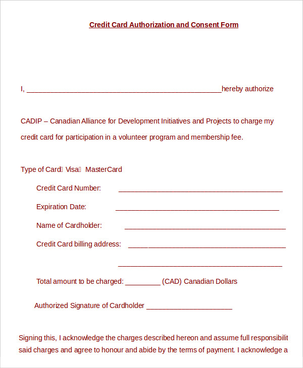 Credit Card Authorization Form Template - 10+ Free Sample, Example, Format