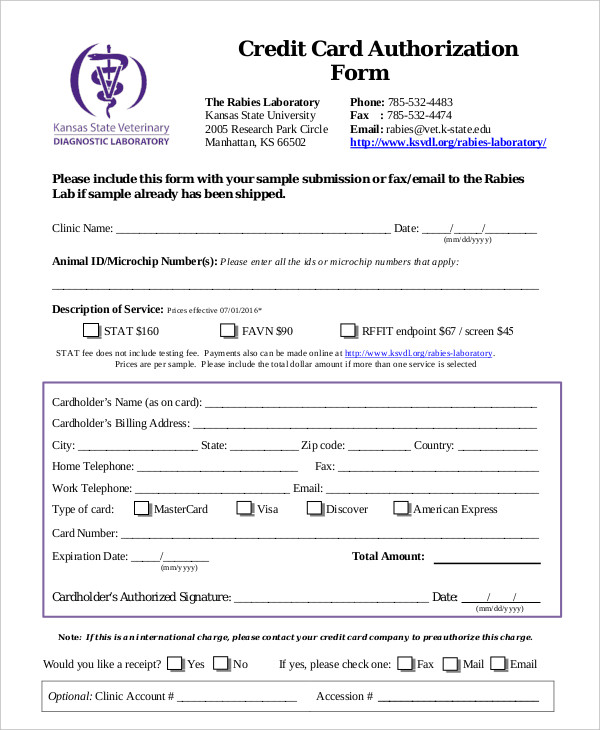 Credit Card Authorization Form Template - 10+ Free Sample, Example, Format
