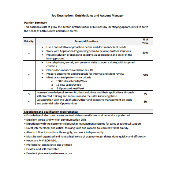 12 Sales Manager Job Description Templates Free Sample Example 