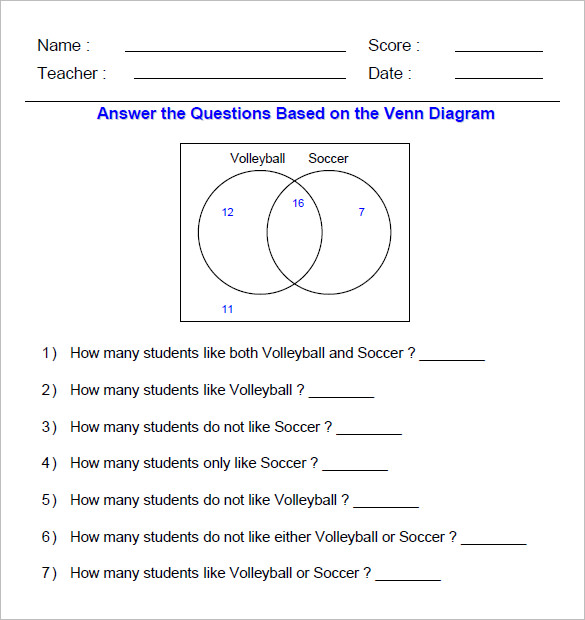 10+ Venn Diagram Worksheet Templates - PDF, DOC