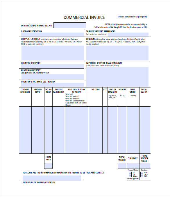 38+ Commercial Invoice Templates - Word, Excel, PDF,AI