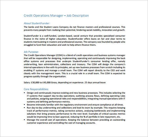 11+ Operation Manager Job Description Templates - Free Sample, Example ...