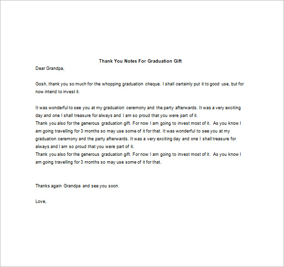 Graduation Thank You Note 8 Free Word Excel PDF Format Download
