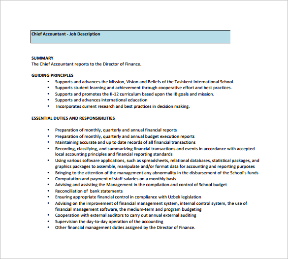 12+ Accountant Job Description Templates - Free Sample, Example, Format ...