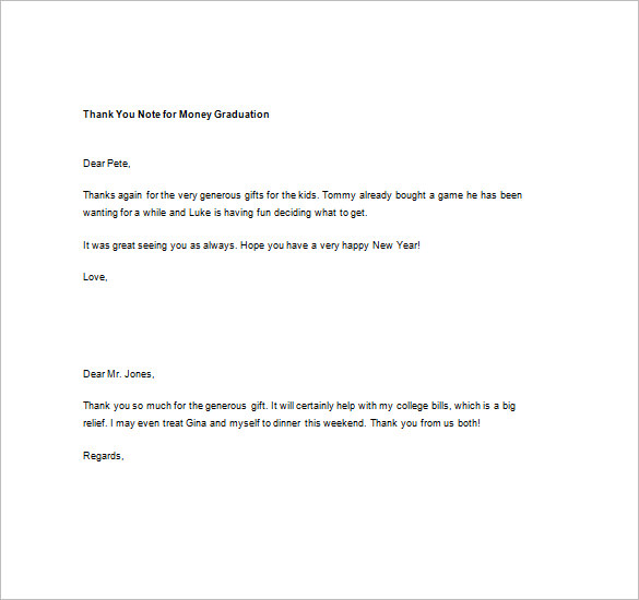 Thank You Note For Money 8 Free Word Excel PDF Format Download Free Premium Templates