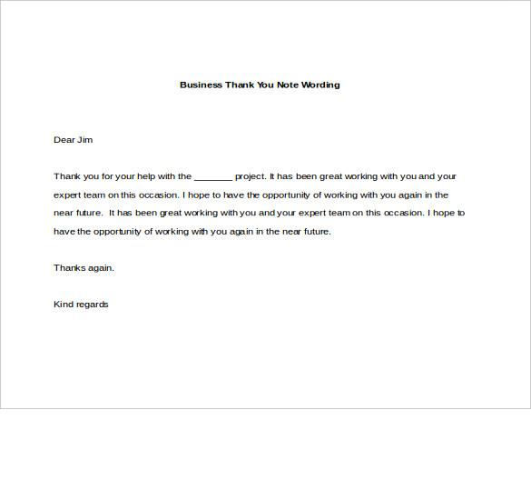 Business Thank You Note 7 Free Word Excel PDF Format Download