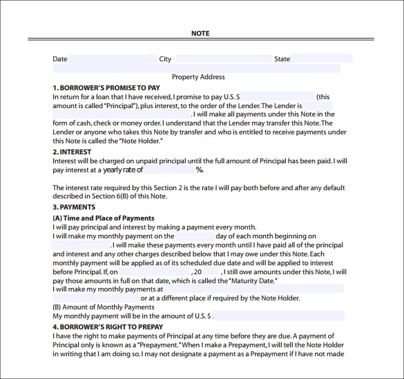 Mortgage Note Templates – 6+ Free Word, Format Download!