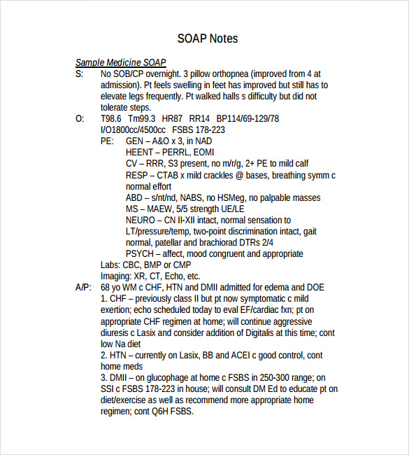 Soap Note Template 9 Free Word PDF Format Download Free Premium Templates