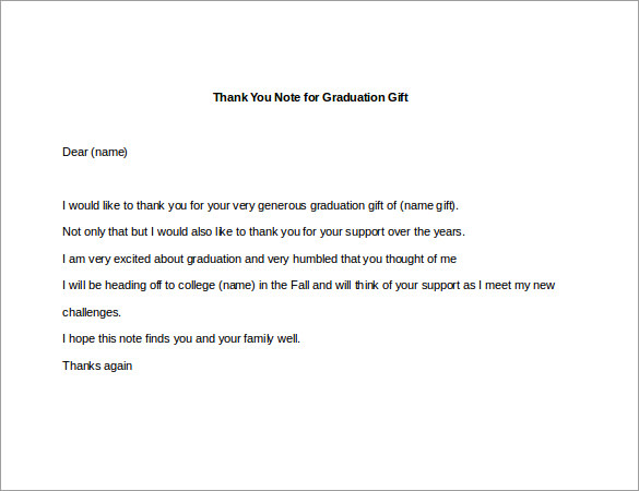 8 Thank You Note For Gift 8 Free Sample Example Format Download