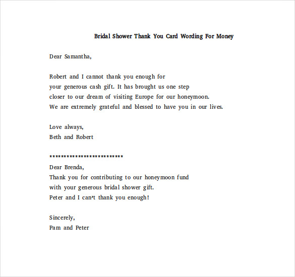 Wedding Thank You Card Wording For Cash Gift Arts Arts
