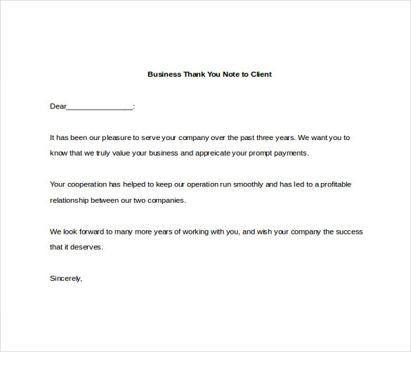 8 Business Thank You Notes Free Sample Example Format Download
