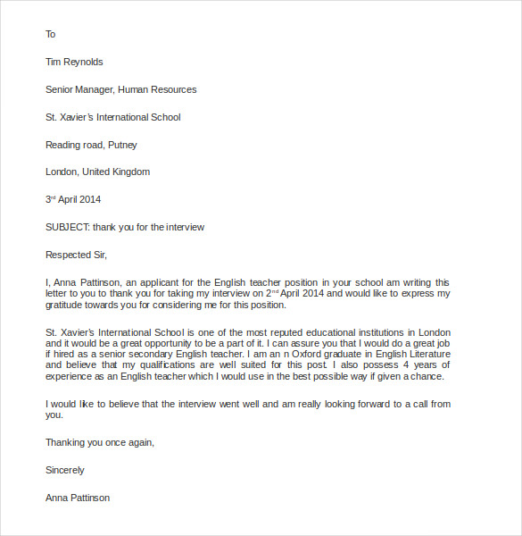 8 Thank You Note After Phone Interview Free Sample Example Format 8 Thank You Note After Phone Interview Free Sample Example Format
