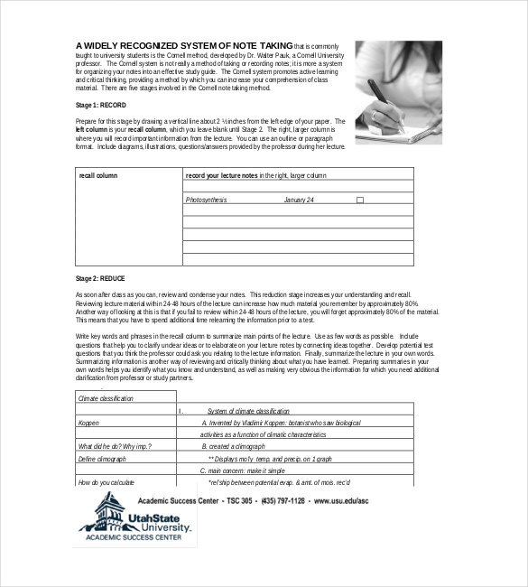 Cornell Note Taking Template - 8+ Free Word, Excel, PDF Format Download
