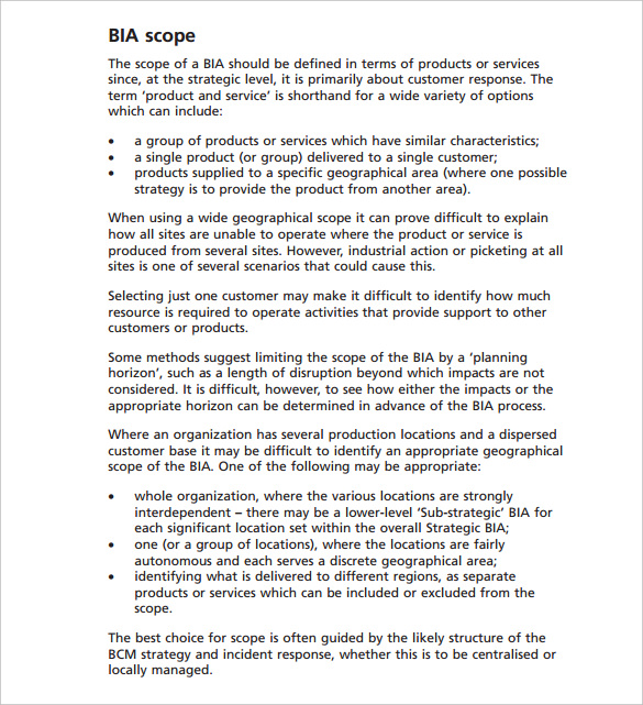 Business Impact Analysis Template - 12+ Word, PDF Format Download!