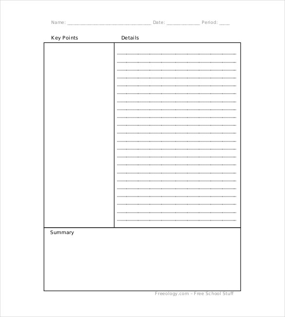 Blank Cornell Notes Template 5 Free Word Excel PDF Format Download