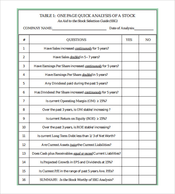 9+ Stock Analysis Templates - Word, PDF, AI