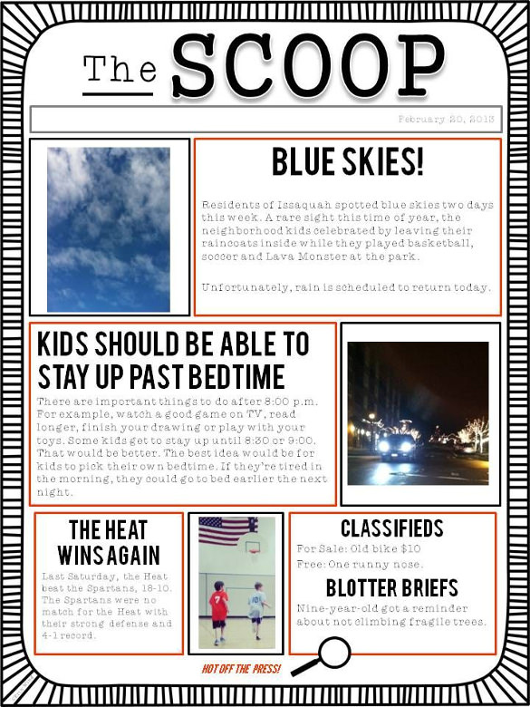 Free Newspaper Template For Kids Printable Mainic