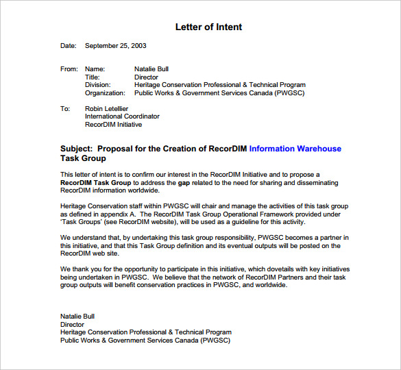 Letter of Intent – 10+ Free Word, PDF Documents Download!