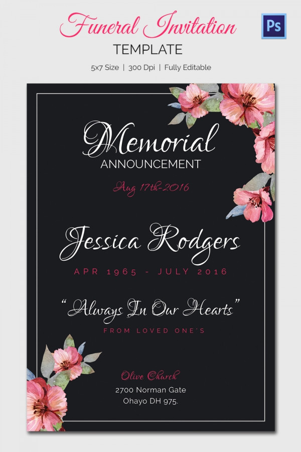 15 Funeral Invitation Templates Free Sample Example Format 