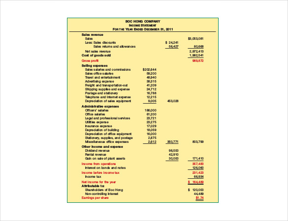 Income Statement Template - 23+ Free Word, Excel, PDF Format Download