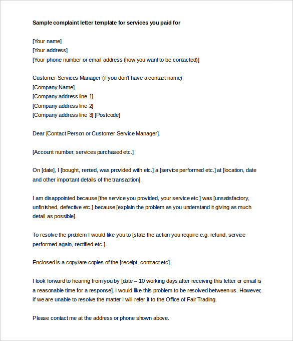 Complaint Letter - 37+ Free Word, PDF Format Download!