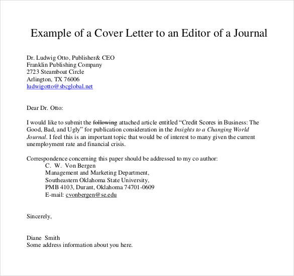 Cover Letter Examples Journal Article Submission Sudansite