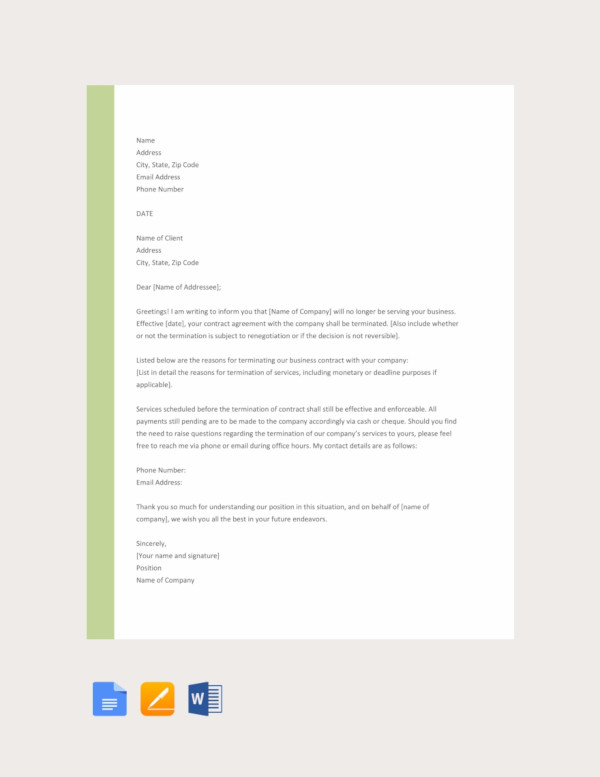 9+ Service Termination Letter Templates - Word, PDF