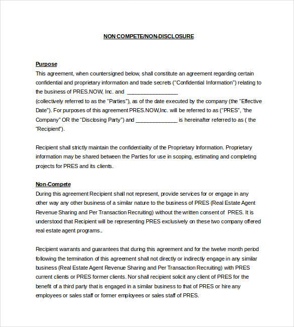 13 Non Compete Agreement Templates Docs PDF Word