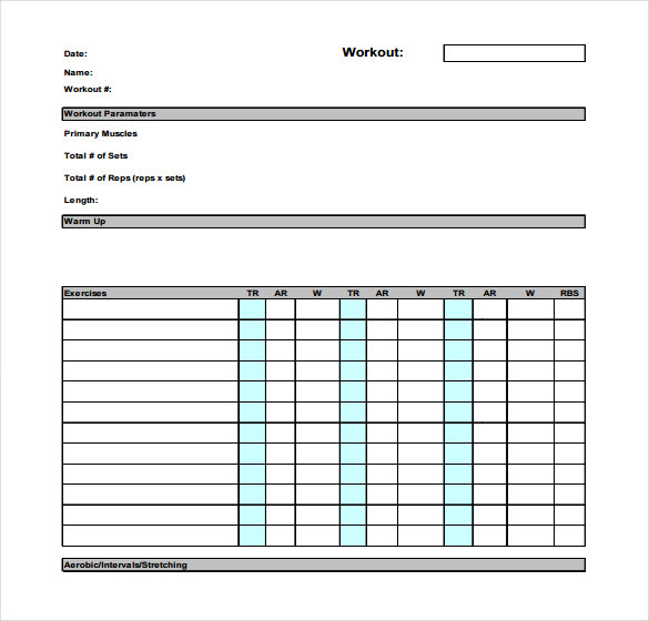 Free Workout Log Template Excel Blog Dandk