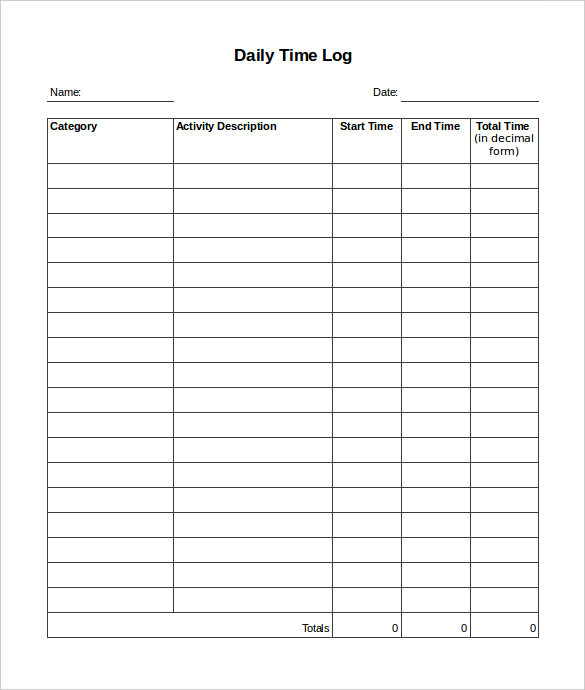 Daily Log Sheet Template Excel