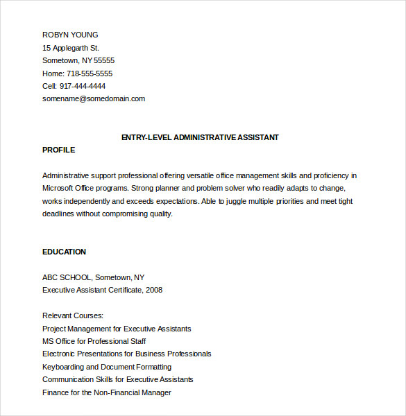 13+ Administrative Assistant Resume Templates - DOC, PDF, Excel