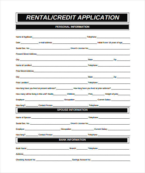 Rental Application- 21+ Free Word, PDF Documents Download!