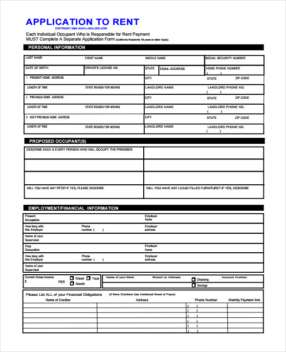 Rental Application- 21+ Free Word, PDF Documents Download!