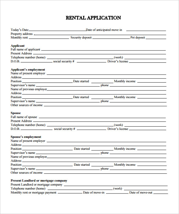 Free Printable Rental Application Form Printable World Holiday
