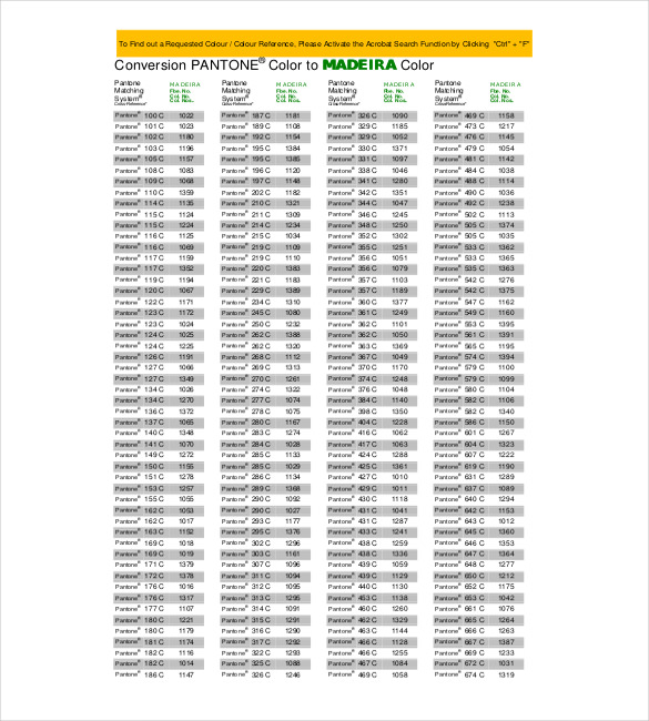 6+ Pantone Color Chart Templates - DOC, PDF