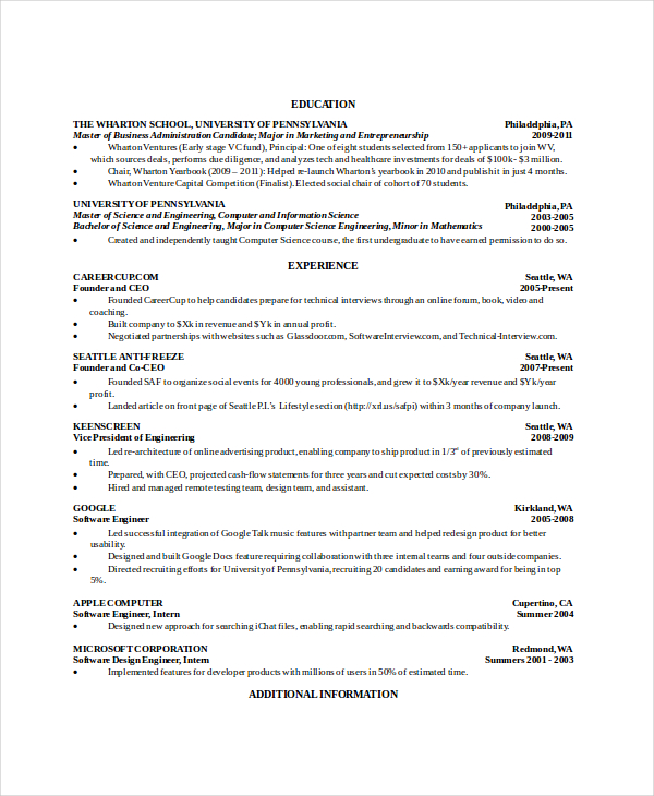 Computer Science Resume Template - 8+ Free Word, PDF Documents Download