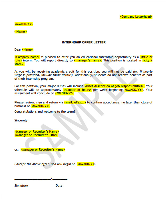 Offer Letter Templates - 17+ Word, PDF Documents Download!