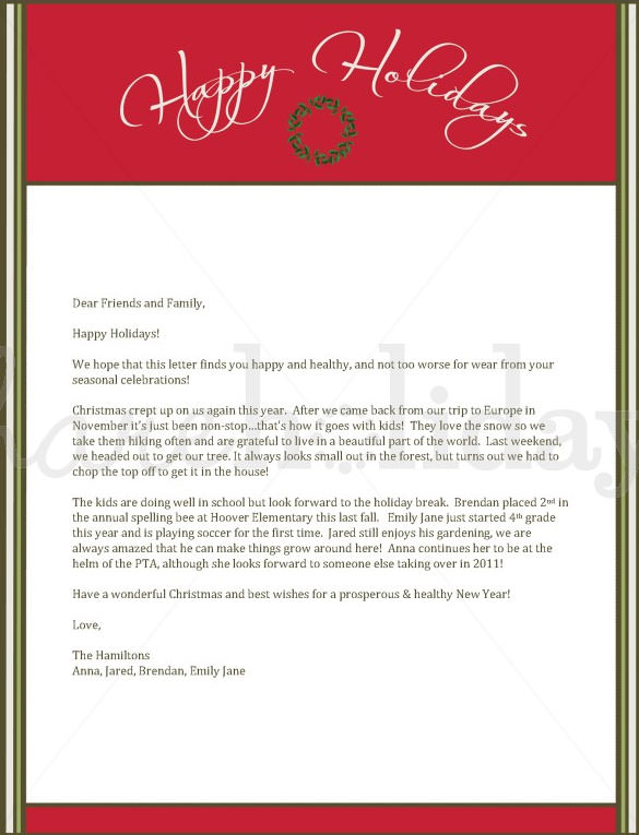 Christmas Letter Templates Microsoft Word Sample Design Layout Templates