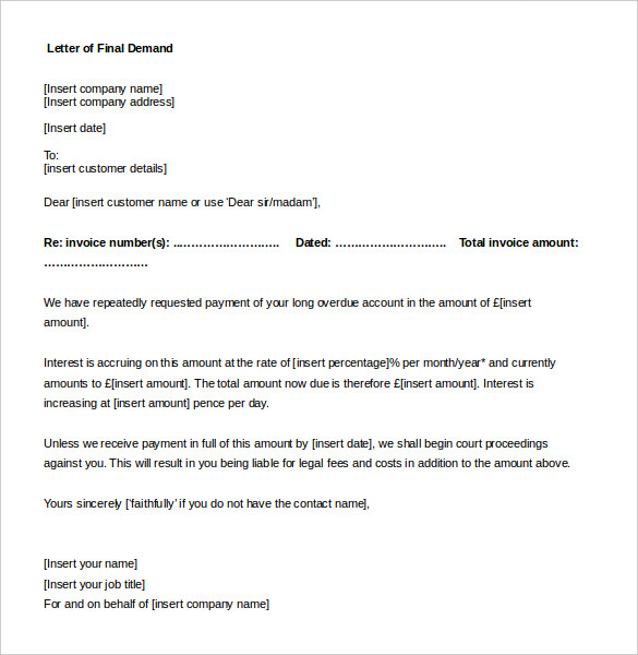 Letter Of Demand For Payment Template South Africa Onvacationswall