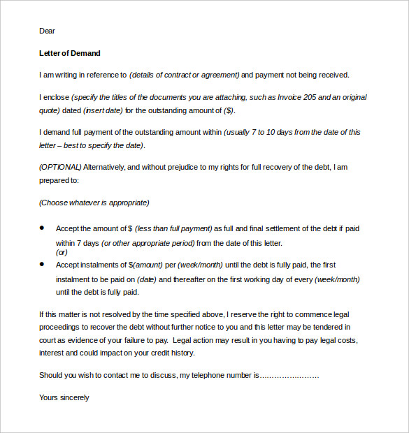 Demand Letter Templates - 15+ Word, PDF, Google Docs, Apple Pages ...
