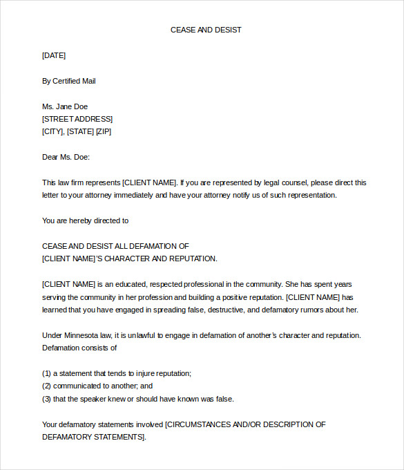 Cease And Desist Letter Template 7 Free Word PDF Documents Download 