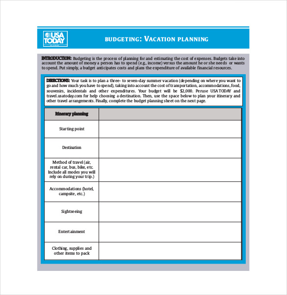 10+ Vacation Budget Template - Free Sample, Example, Format Download!
