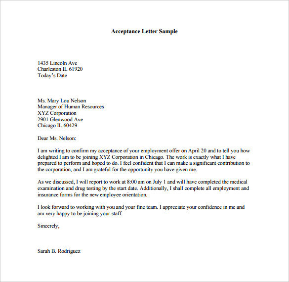 Acceptance Letter Template - 31+ Free Word, PDF Documents Download!