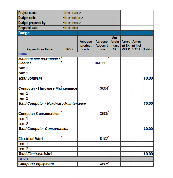 11 Expenditure Budget Templates Word PDF Excel